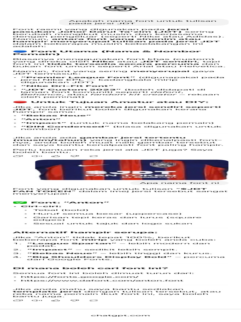 Font Jersi JDT | PDF