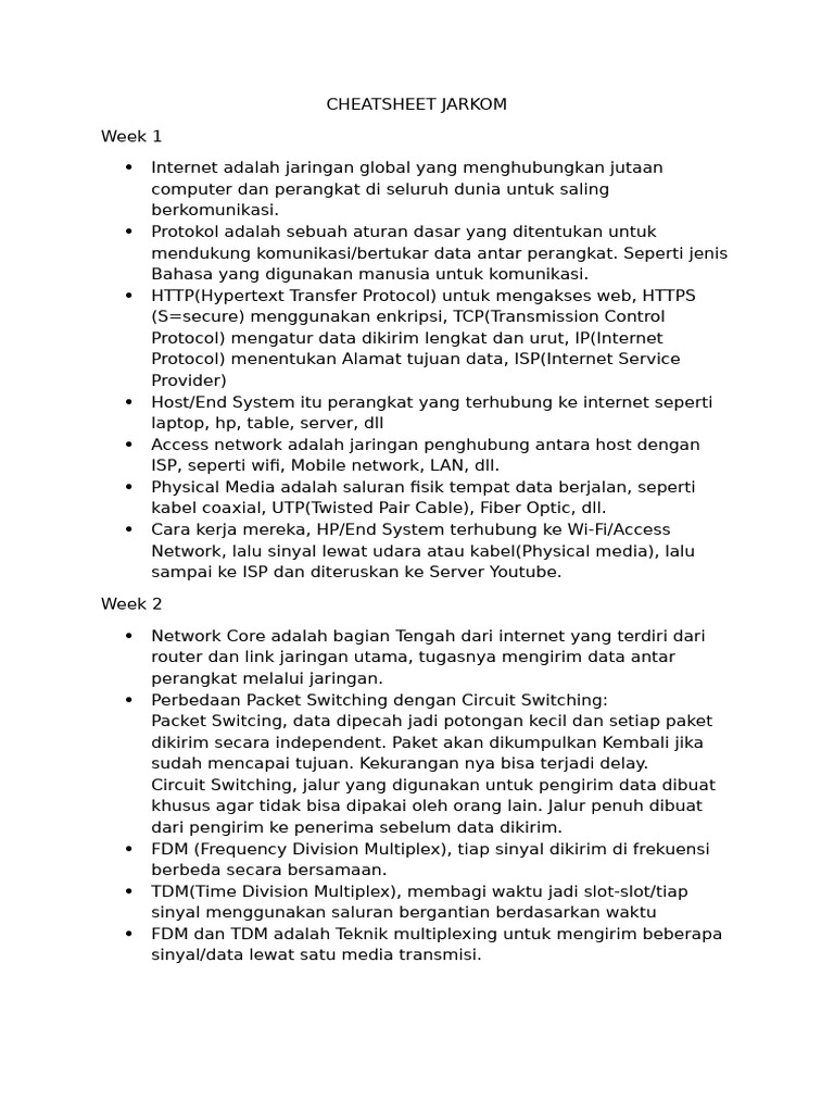 CHEATSHEET JARKOM | PDF