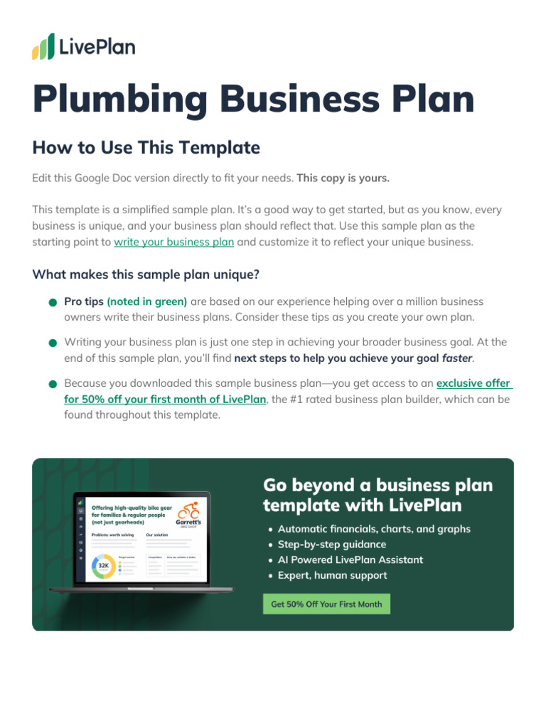 Plumbing Business Plan Template | PDF | Expense | Balance Sheet