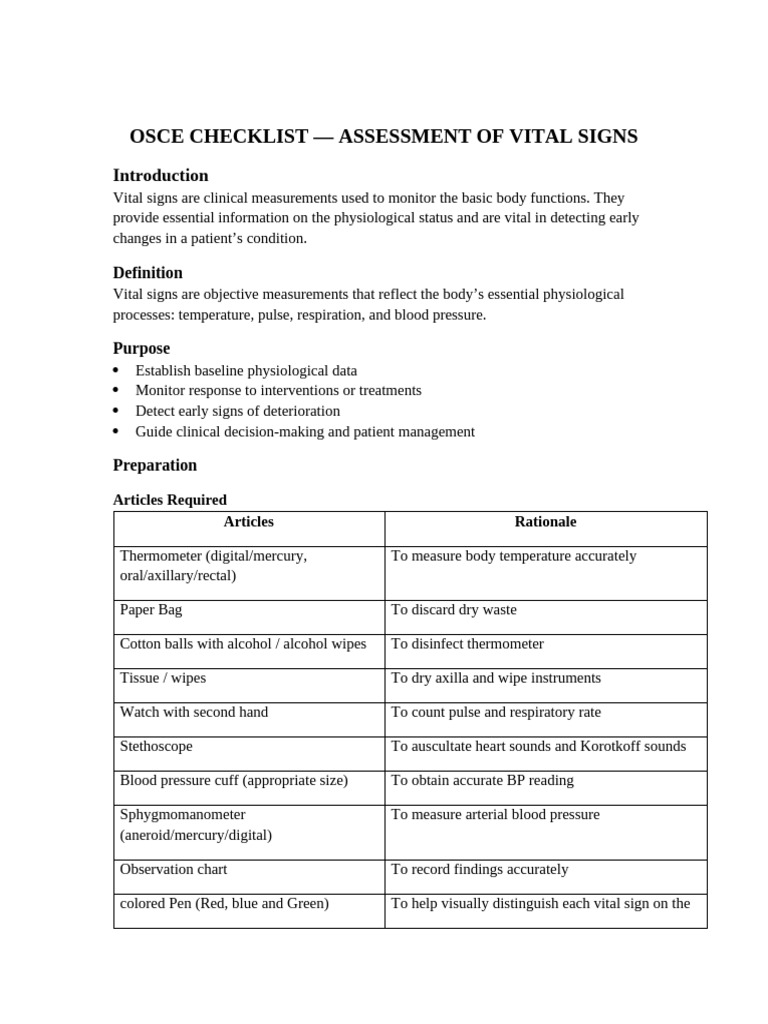 Procedure - Vital Signs ANKITA MANDAL MAM | PDF | Pulse | Physiology