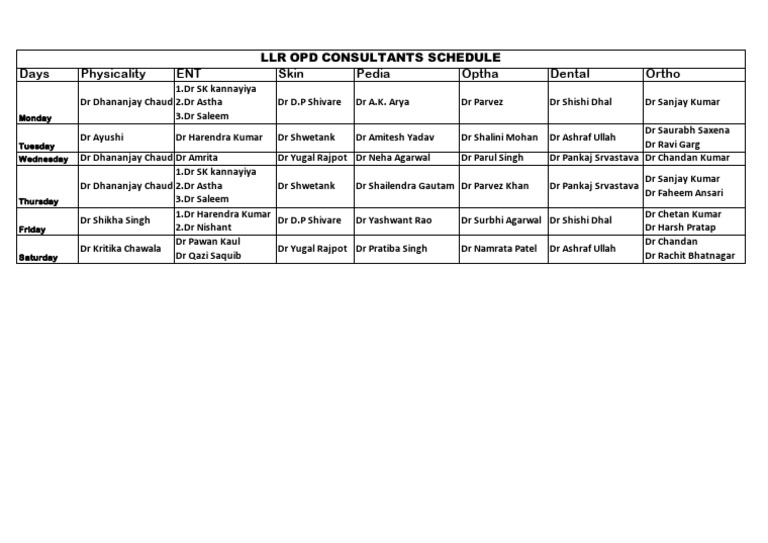 OPD Schedule 2 | PDF