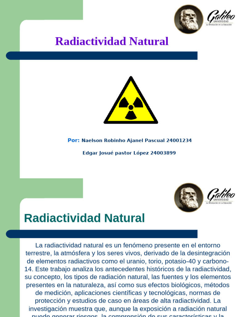 Radiactividad Natural | PDF | Desintegración radioactiva | Rayo gamma