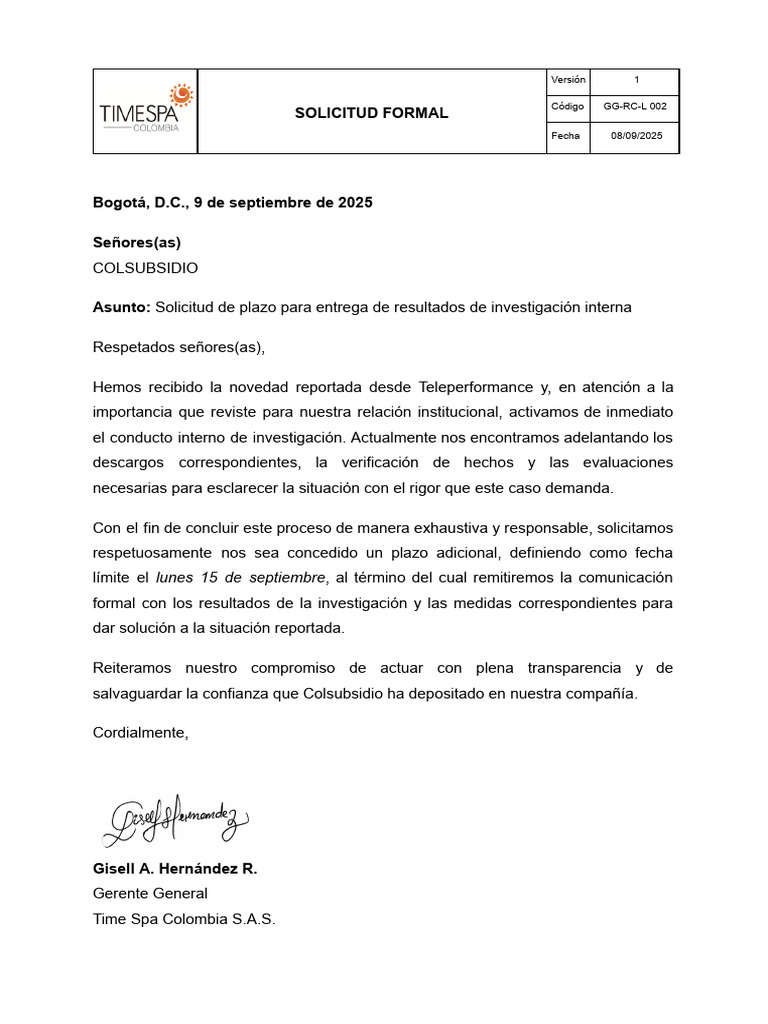 Solicitud Formal | PDF