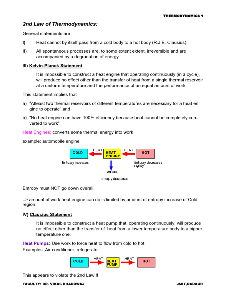 2nd Law of Thermodynamics | PDF | Entropy | Heat