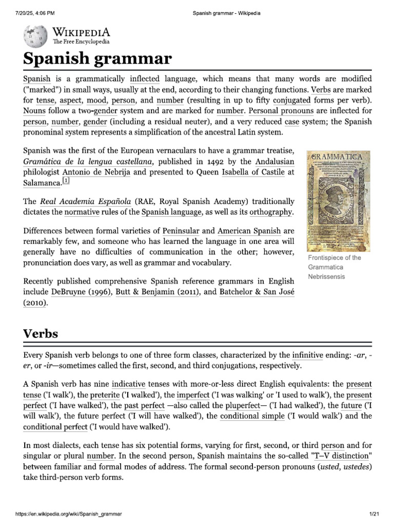 Spanish Grammar | PDF
