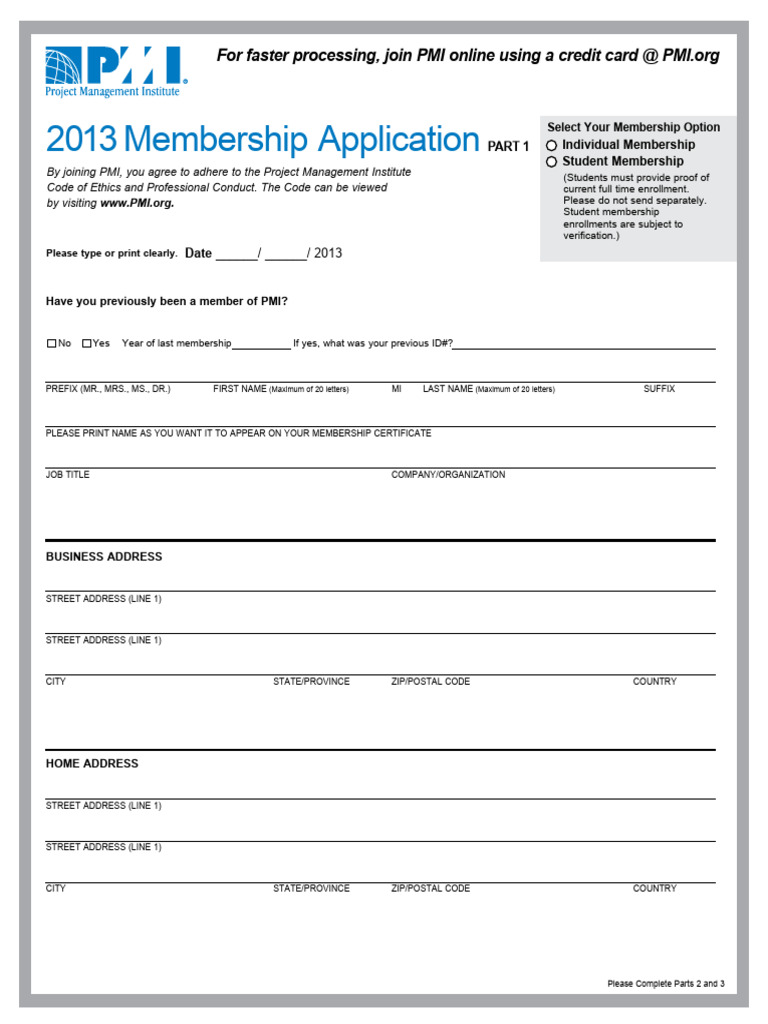PMI Membership Application | PDF | Provinces And Territories Of Canada ...
