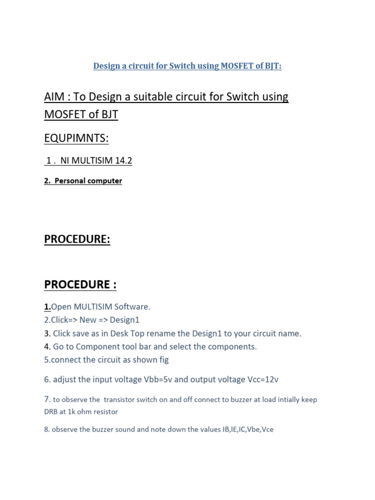 BJT Using Switch | PDF