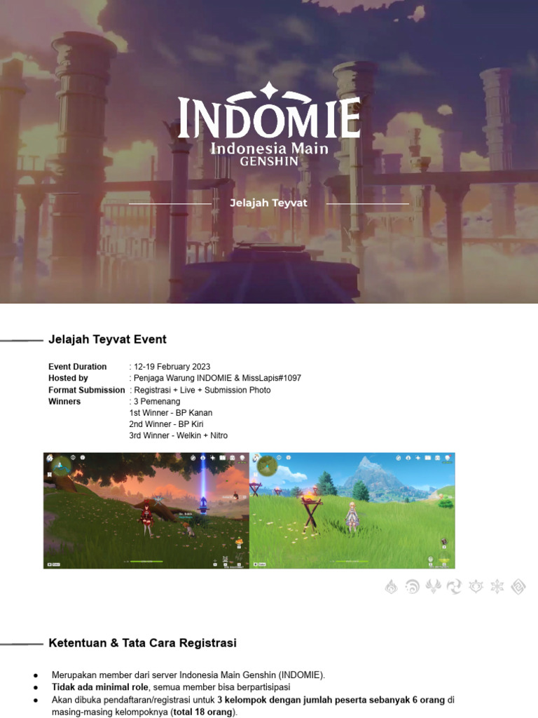 INDOMIE Event Jelajah Teyvat | PDF