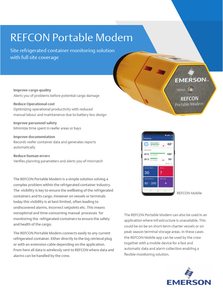 REFCON Portable Modem for Reefer Monitoring | PDF | Modem | Refrigeration