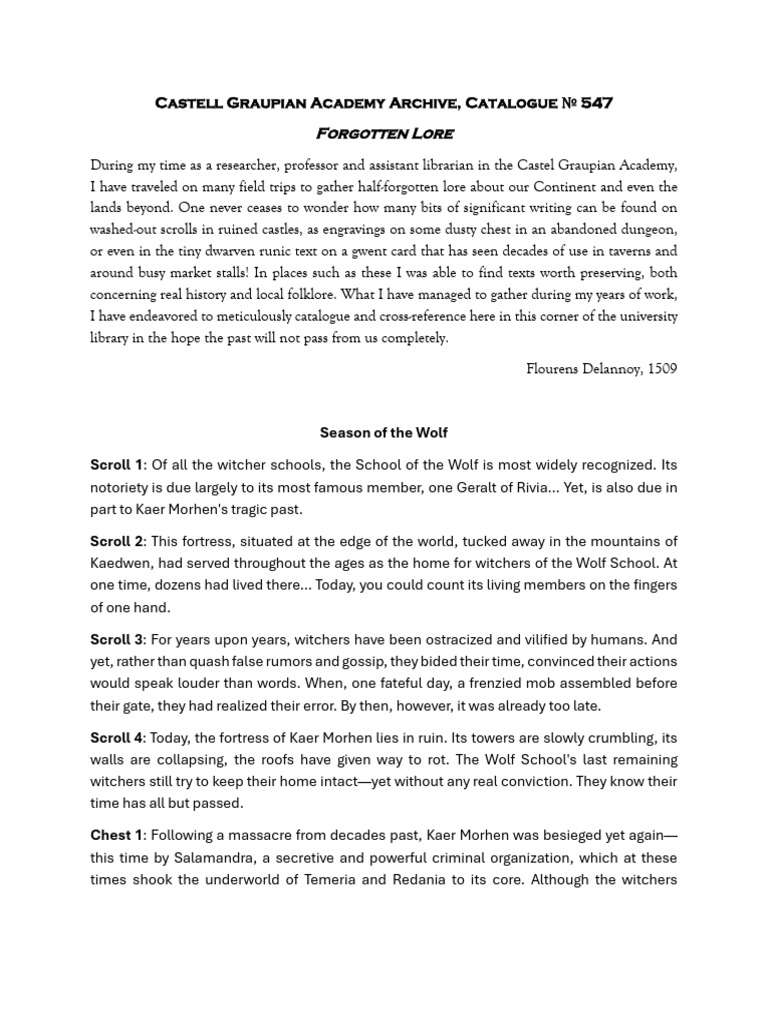 Gwent Scrolls and Chests | PDF