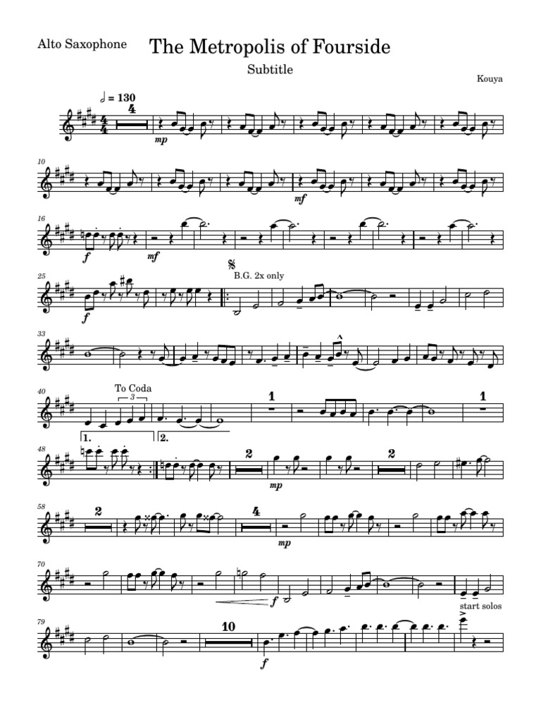 Alto Saxophone: Fourside Metropolis | PDF