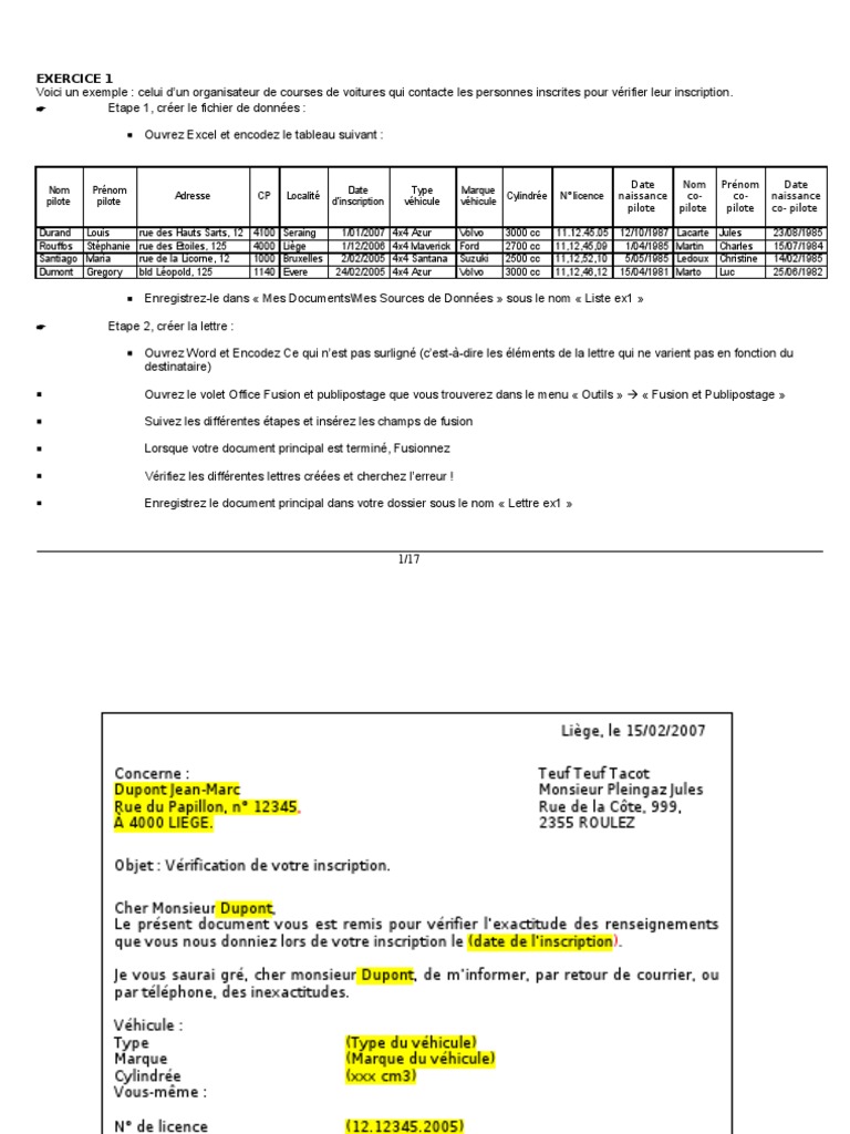 Exercices Eleves | PDF | Microsoft Access | Microsoft Word