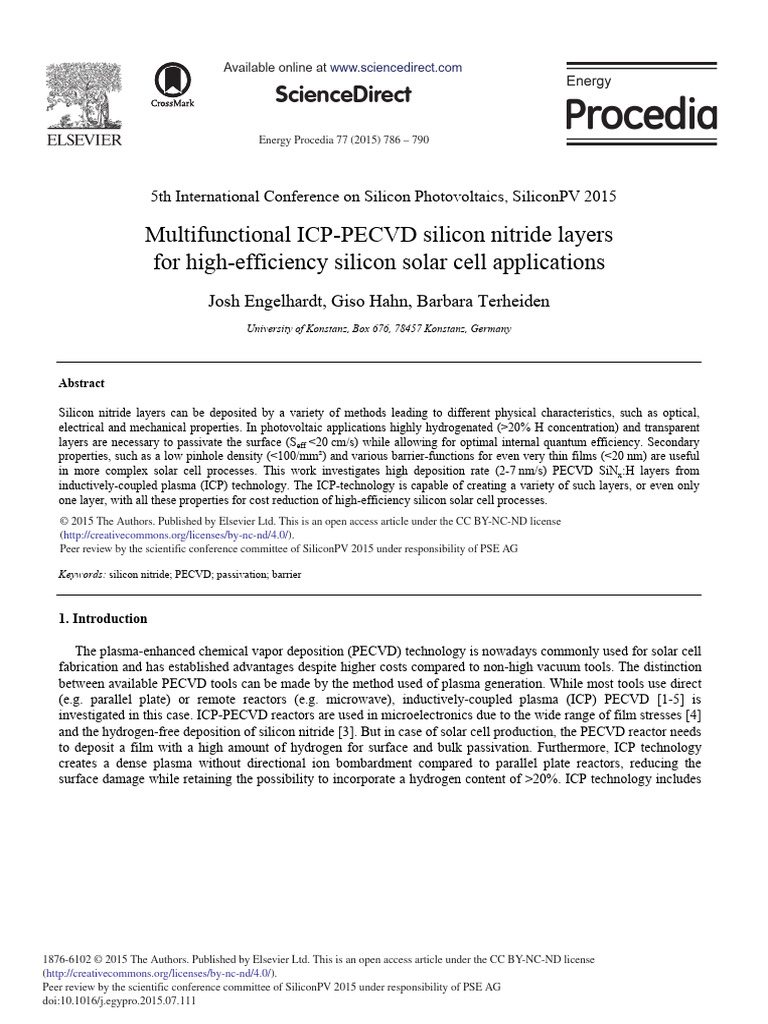 Multifunctional ICP-PECVD Silicon Nitride Layers F | PDF | Wafer ...