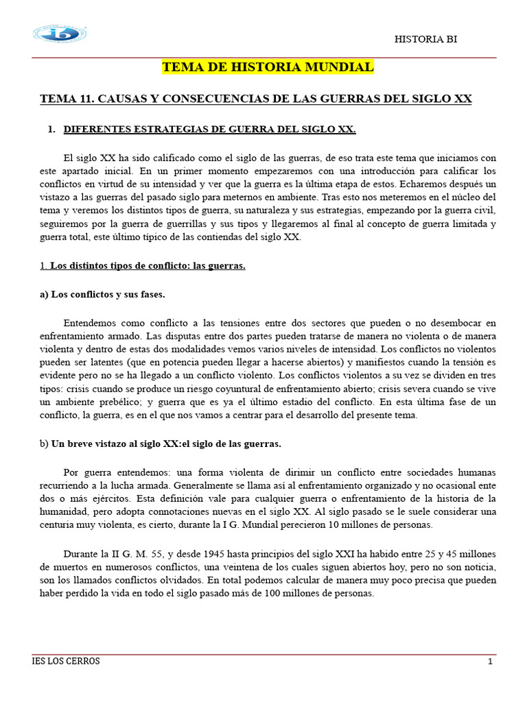 Causas y Consecuencias de Guerras XX | PDF | Guerra de guerrillas ...
