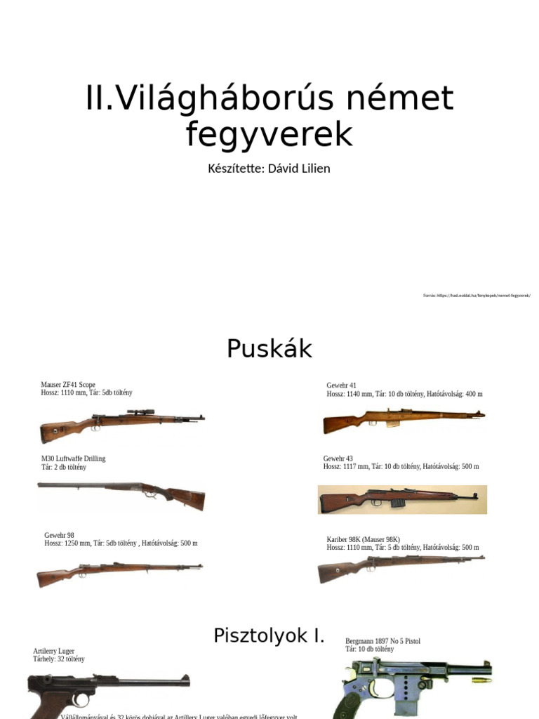 II. Világháborús Német Fegyverek Prezentáció | PDF