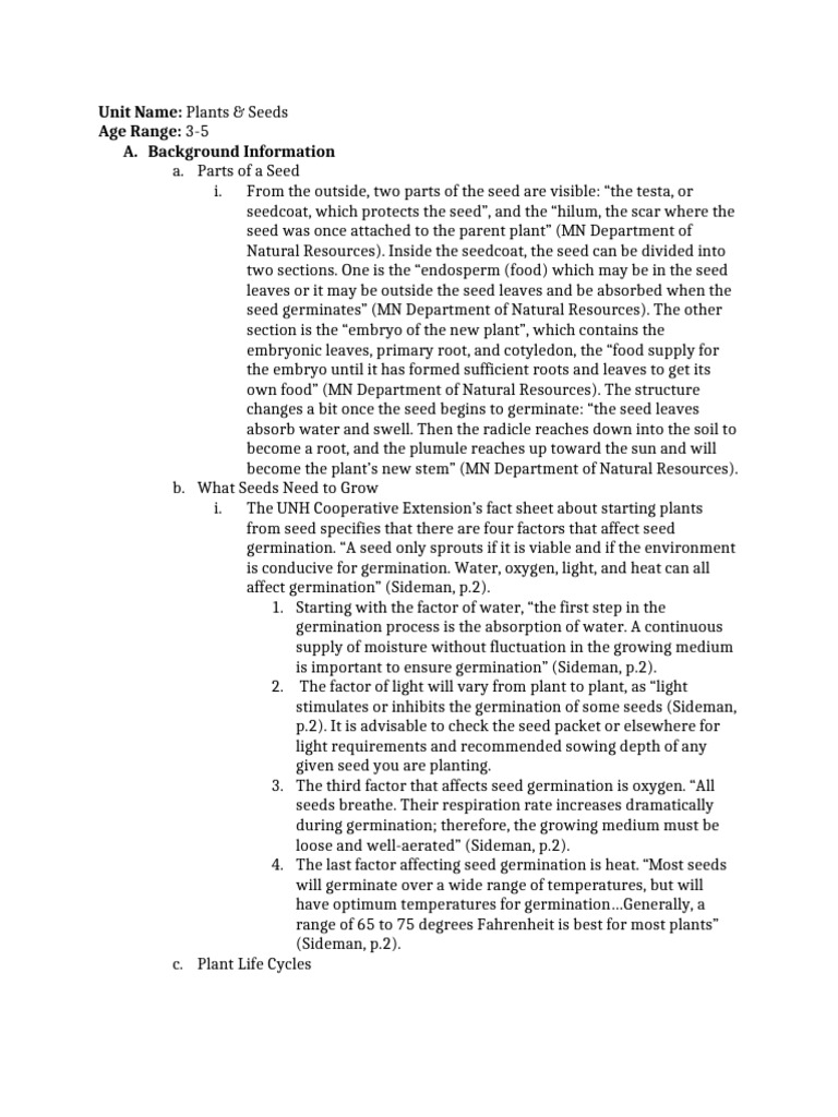 Preschool Science Lesson Plan: Seeds, Plant Life Cycle | PDF | Seed ...