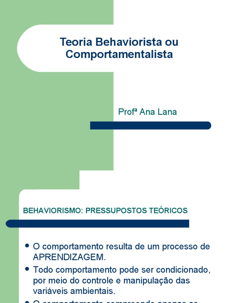 Teoria Behaviorista | PDF | Reforço | Behaviorismo
