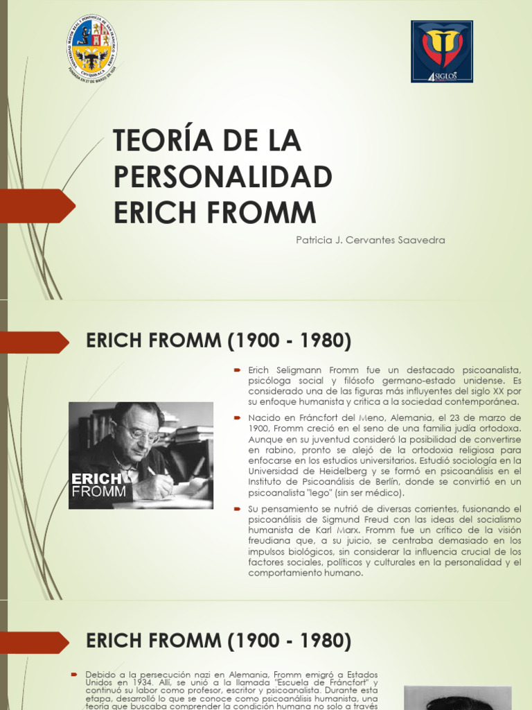 Teoría de la Personalidad de Fromm | PDF | Erich Fromm | Psicoanálisis