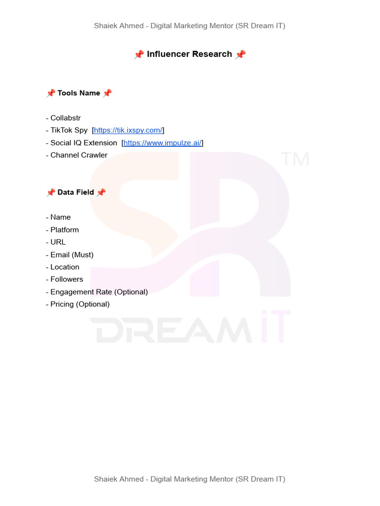 Influencer Research Resource File | PDF