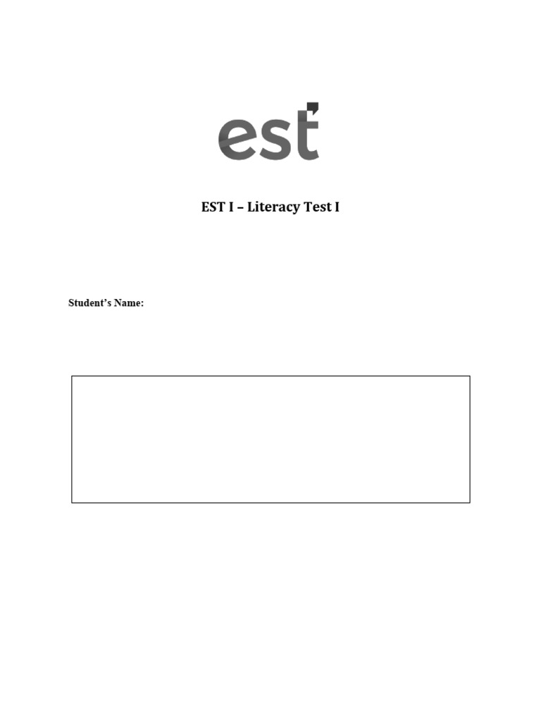 Egyptian EST Exam: Literacy Test I | PDF | Mediterranean Sea | Crete