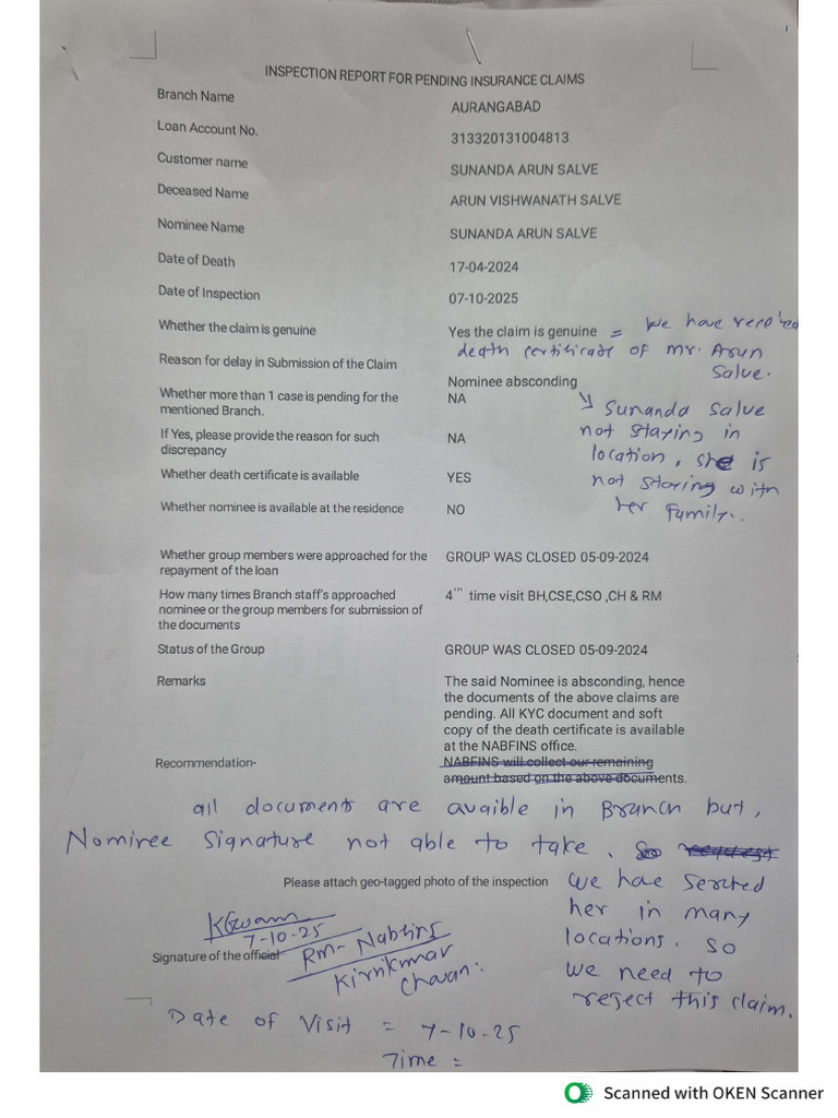 Inspection Report For Pending Insurance Claims | PDF