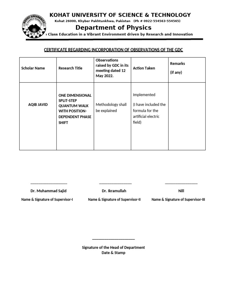 ASRB Certificate Regarding Incorporation of Observations of GDC | PDF ...