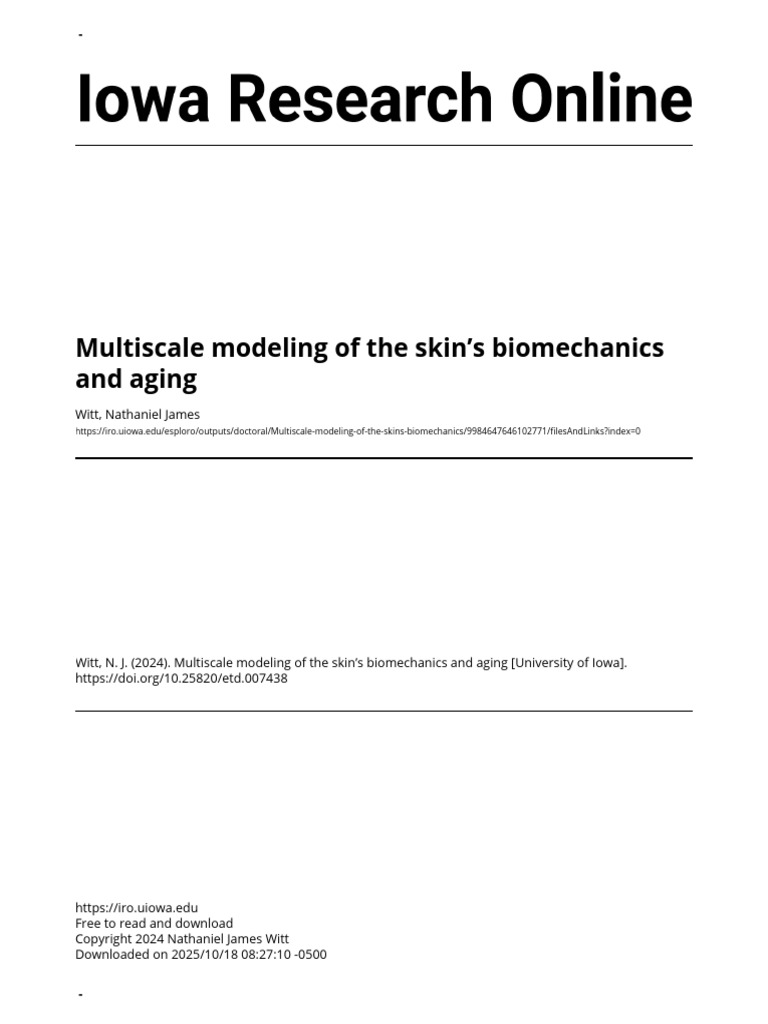 Multiscale Modeling of The Skin's Biomechanics and Aging | PDF ...