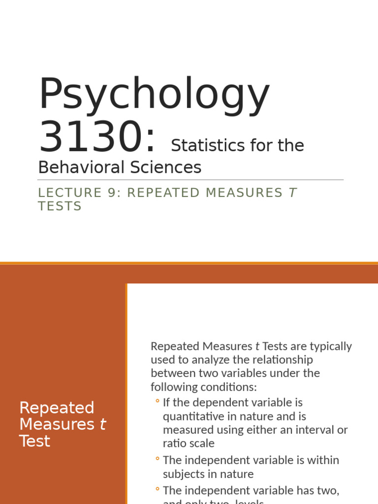 Repeated Measures t Tests Explained | PDF | Variance | Student's T Test