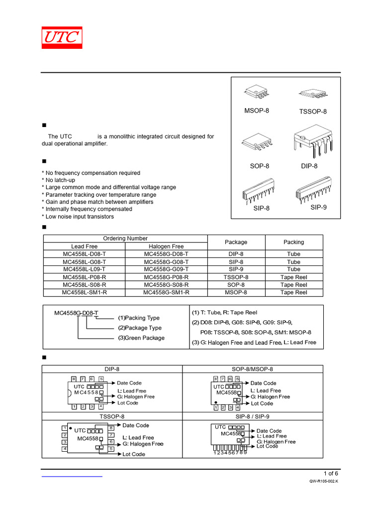 MC4558 | PDF | Amplifier | Bandwidth (Signal Processing)