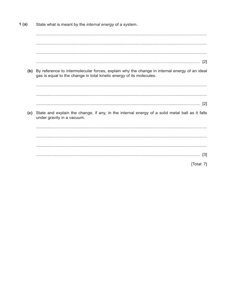 Physics AS Level (9702) - Homework Temperature and ideal gases 1 | PDF ...