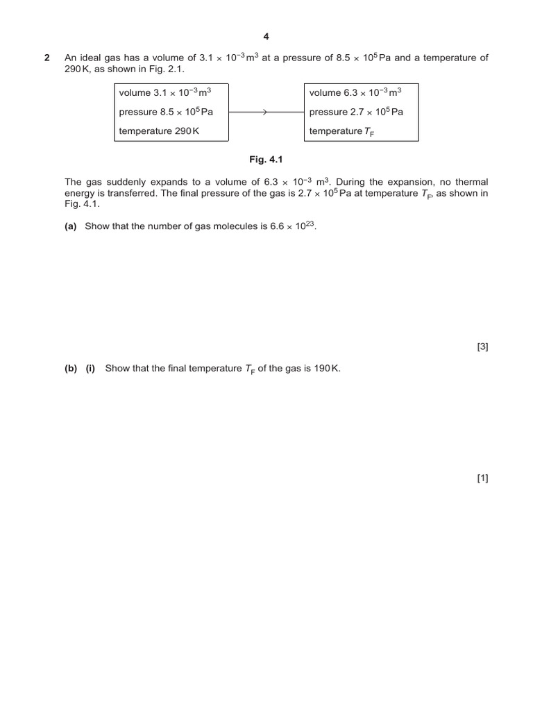 Physics As Level (9702) - Homework Temperature and Ideal Gases 2 | PDF ...