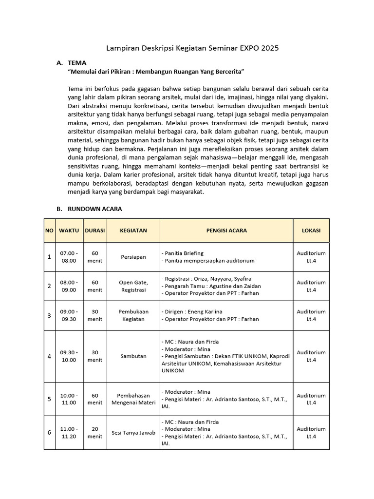 Lampiran Deskripsi Kegiatan Seminar EXPO 2025 | PDF
