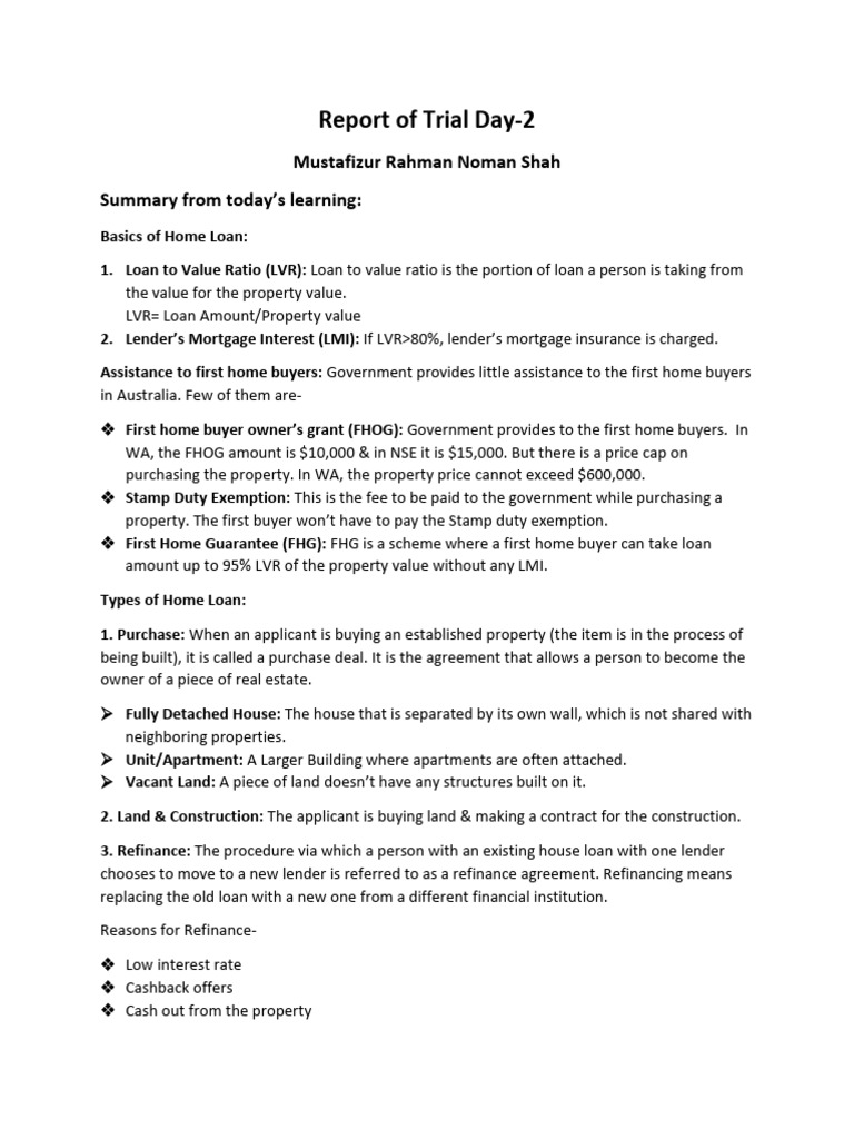 Report of Trial Day-2 | PDF | Refinancing | Loans