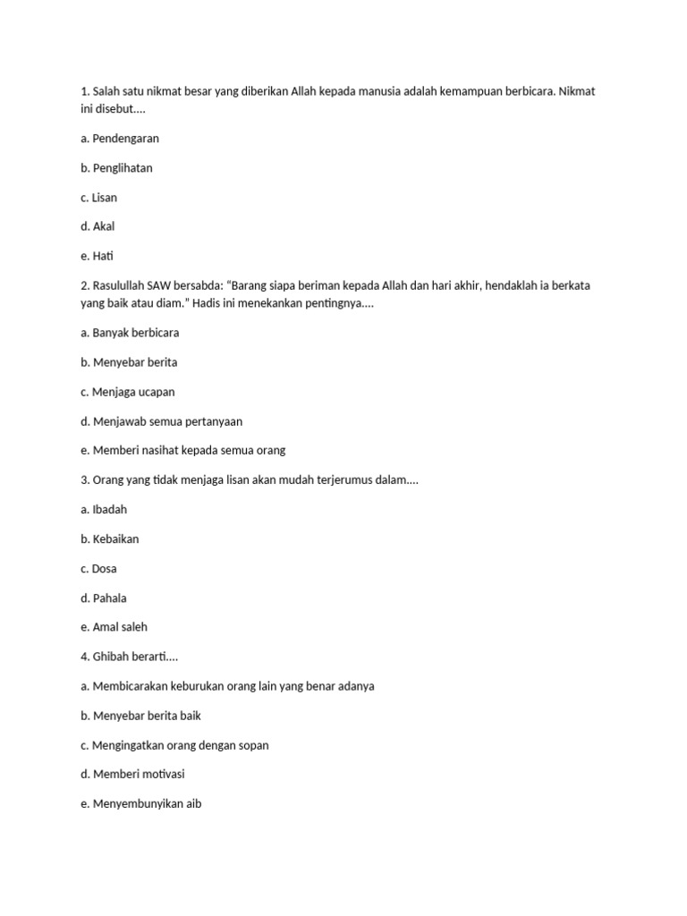 Soal Latihan PG Pai | PDF