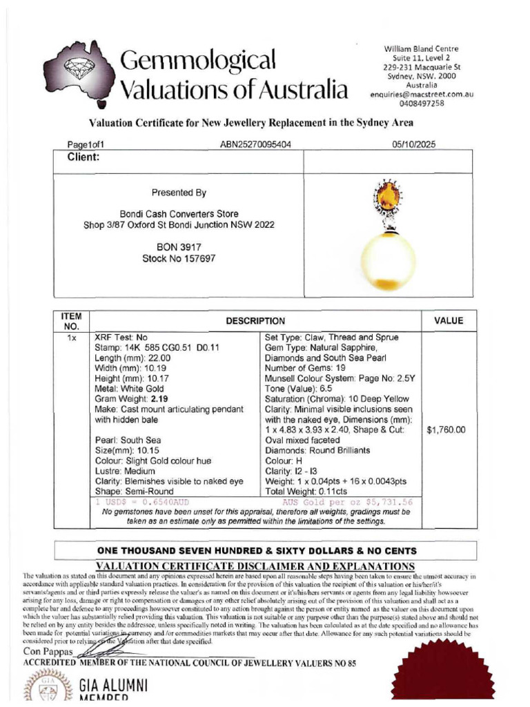 Jewellery Valuation 1000110667 | PDF | Real Estate Appraisal | Gemstone