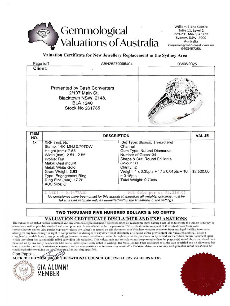 Jewellery Valuation Certificate | PDF | Real Estate Appraisal ...