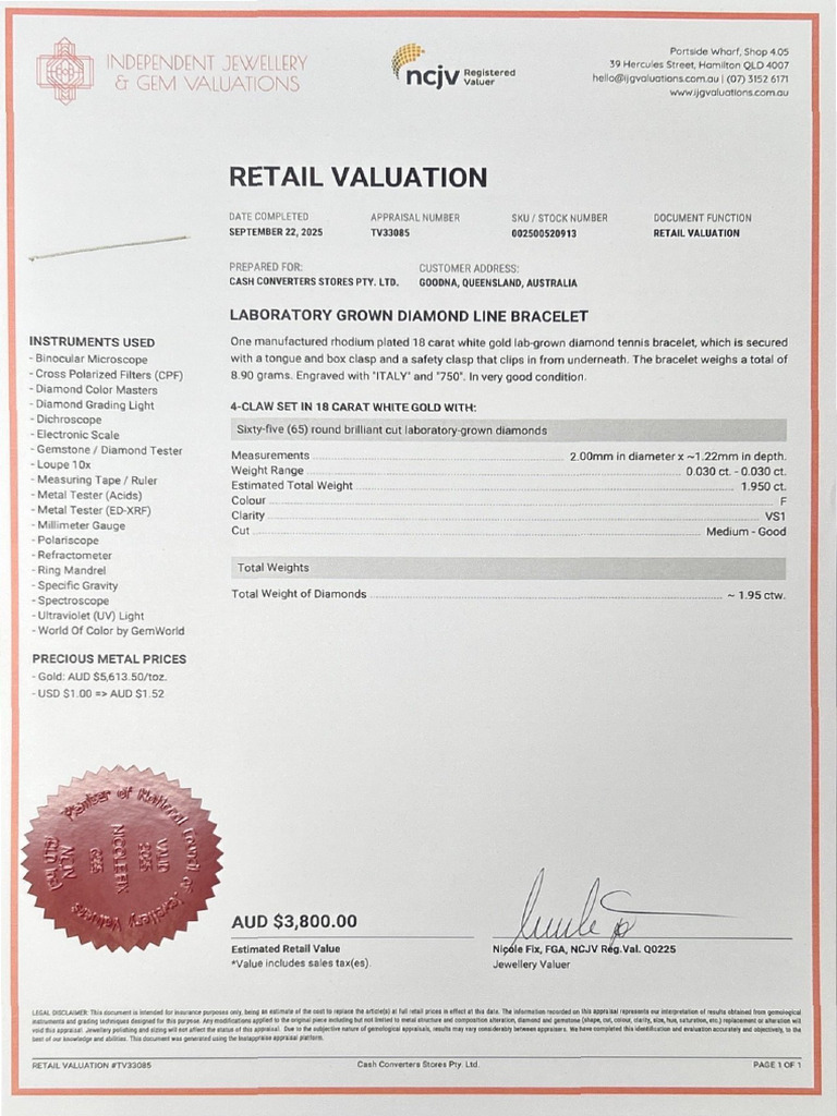 Cash Converters Goodna Valuation Report | PDF | Diamond | Materials