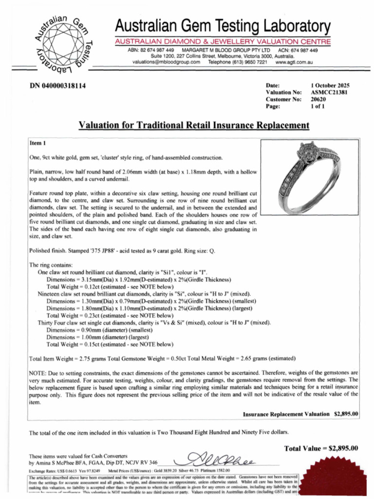 Jewellery Valuation 1000110714 | PDF | Valuation (Finance) | Diamond
