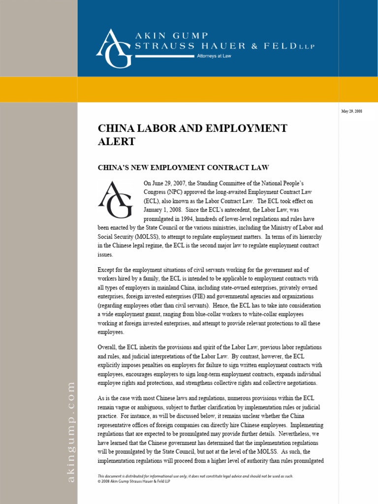 BB - China Labor and Employment Alert - 12tr | PDF | Employment | Salary
