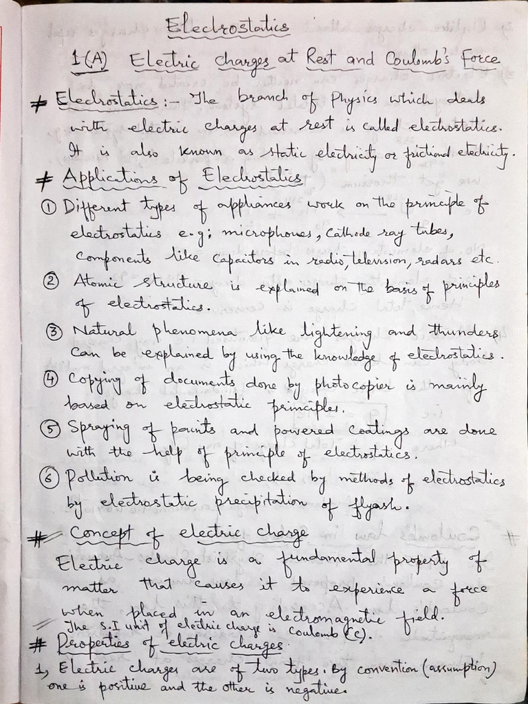 12th Electrostatics Physics | PDF