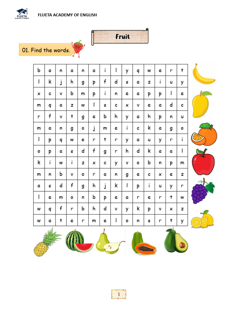 Vocabulary Practice For Movers - Fruit and Vegetables | PDF | Foods ...