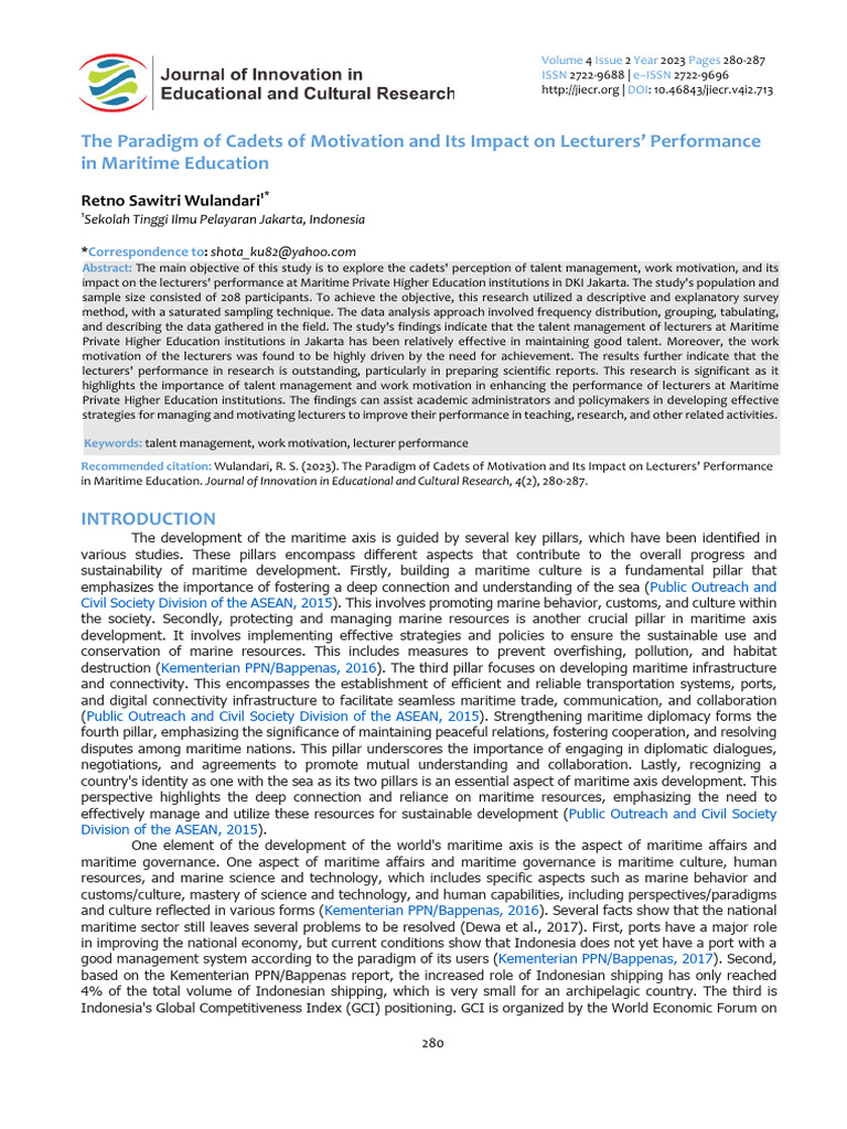 The Paradigm of Cadets of Motivation and Its Impact On Lecturers ...