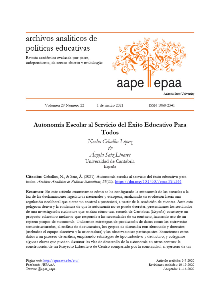 Autonomía Escolar Al Servicio Del Éxito Educativo para Todos Lectura ...