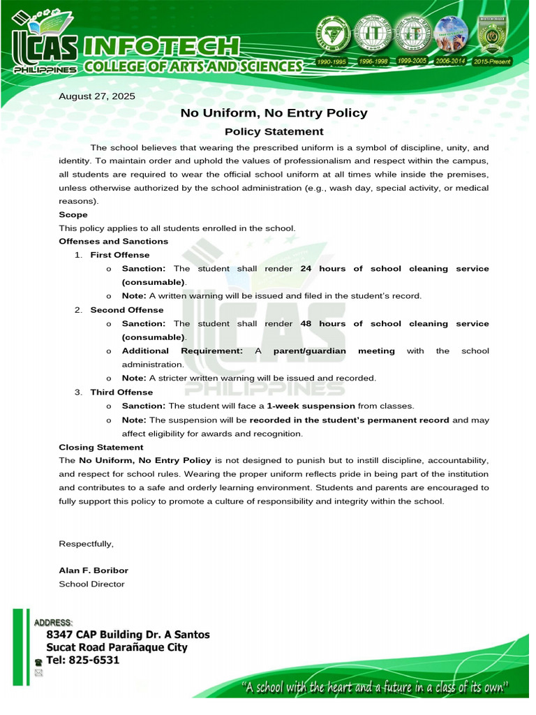 No Uniform Policy | PDF