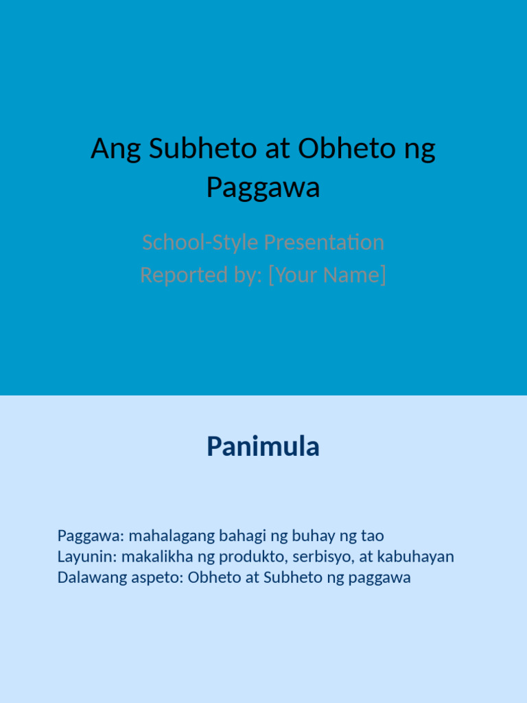 Ang Subheto at Obheto NG Paggawa Colorful | PDF