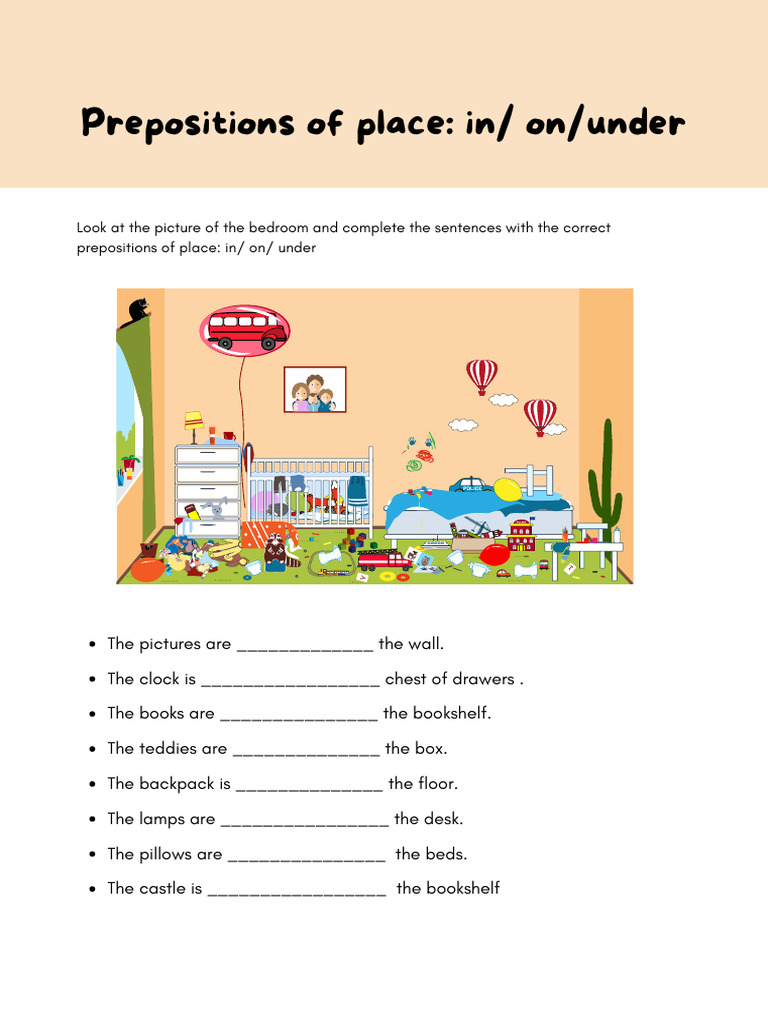 Light Blue Brown Cute Illustration Prepositions of Place Owl Matching ...