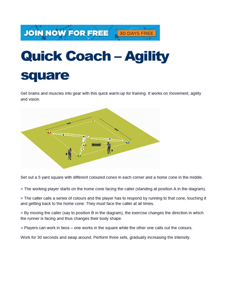 Agility Warm-Up Drill with Cones | PDF