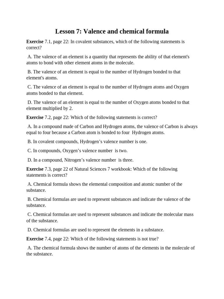 Lesson 7 Valence and Chemical FormulaHóa Trị - Công Thức Hóa Học | PDF ...