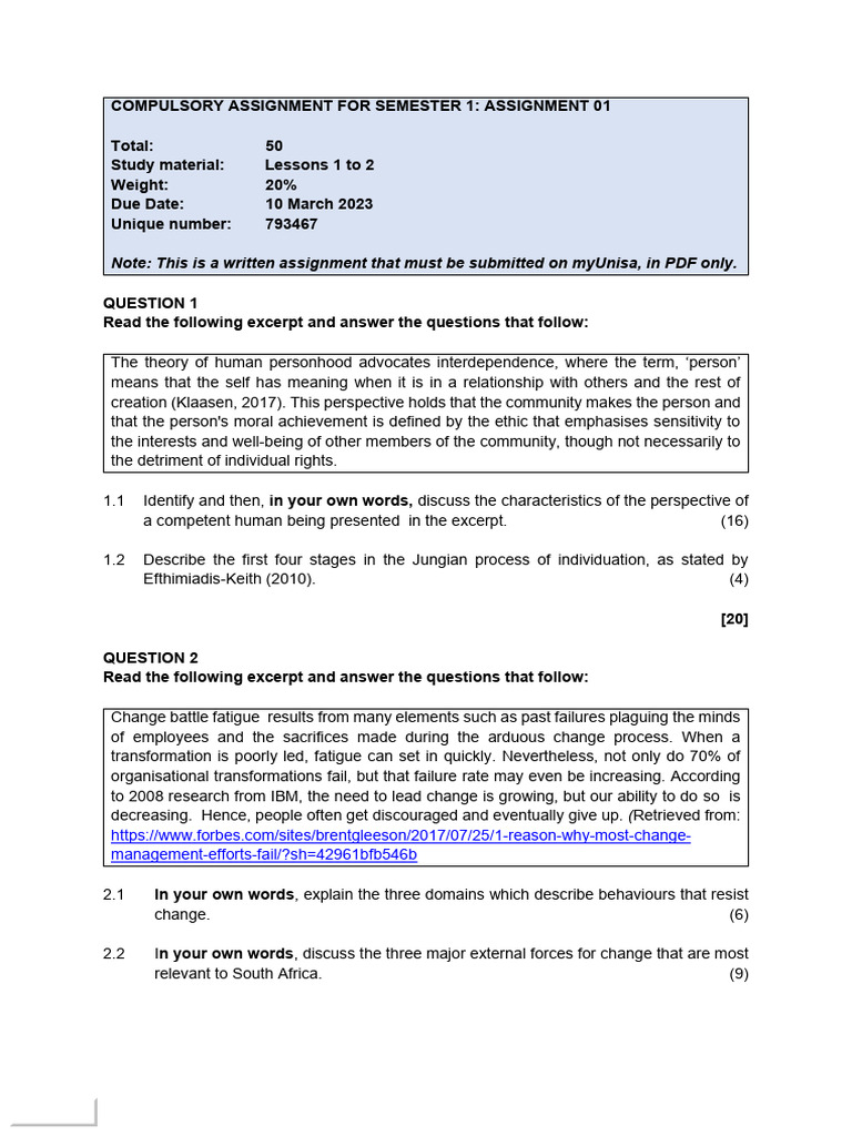 2023 Semester 1 Assignment (10 March 2023) | PDF | Liberal Arts ...