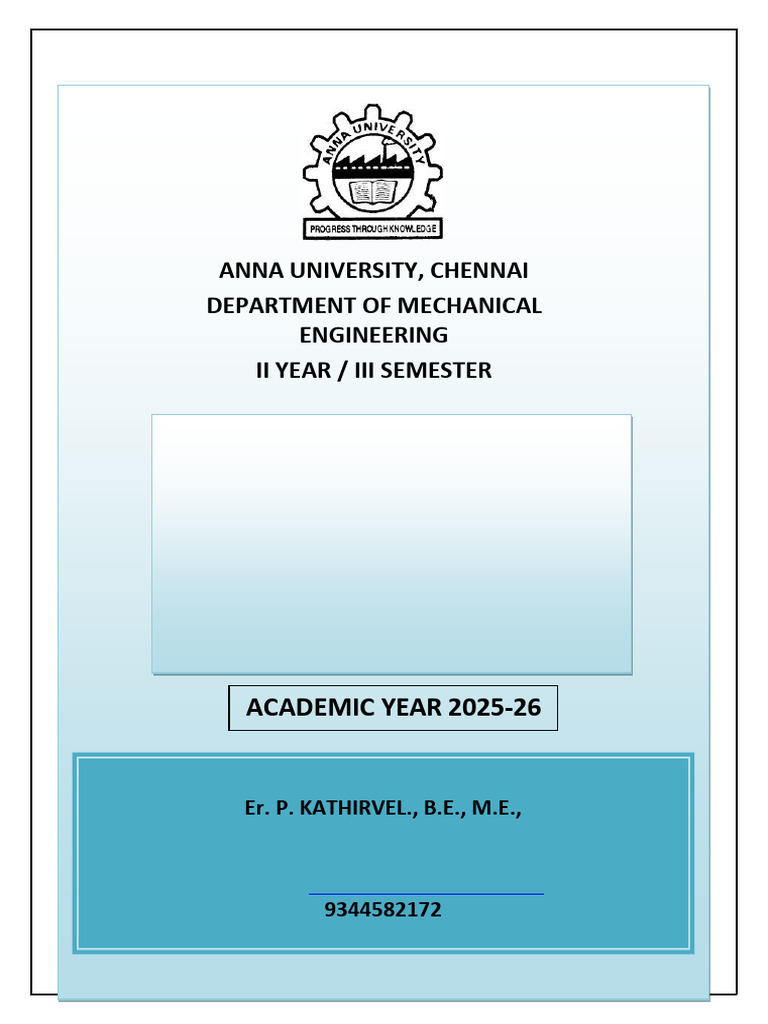 ME3382 Manufacturing Technology Laboratory Mannual 2025-2026 ODD ...
